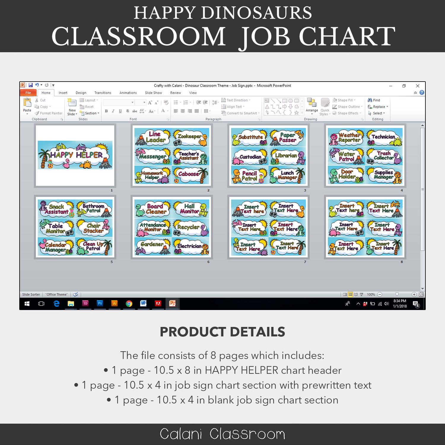 Classroom Jobs Chart, Dinosaur Classroom Theme, Editable Classroom Job ...