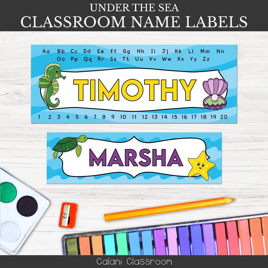 Classroom Name Plate Label, Ocean Classroom Theme, Ocean Name Label ...