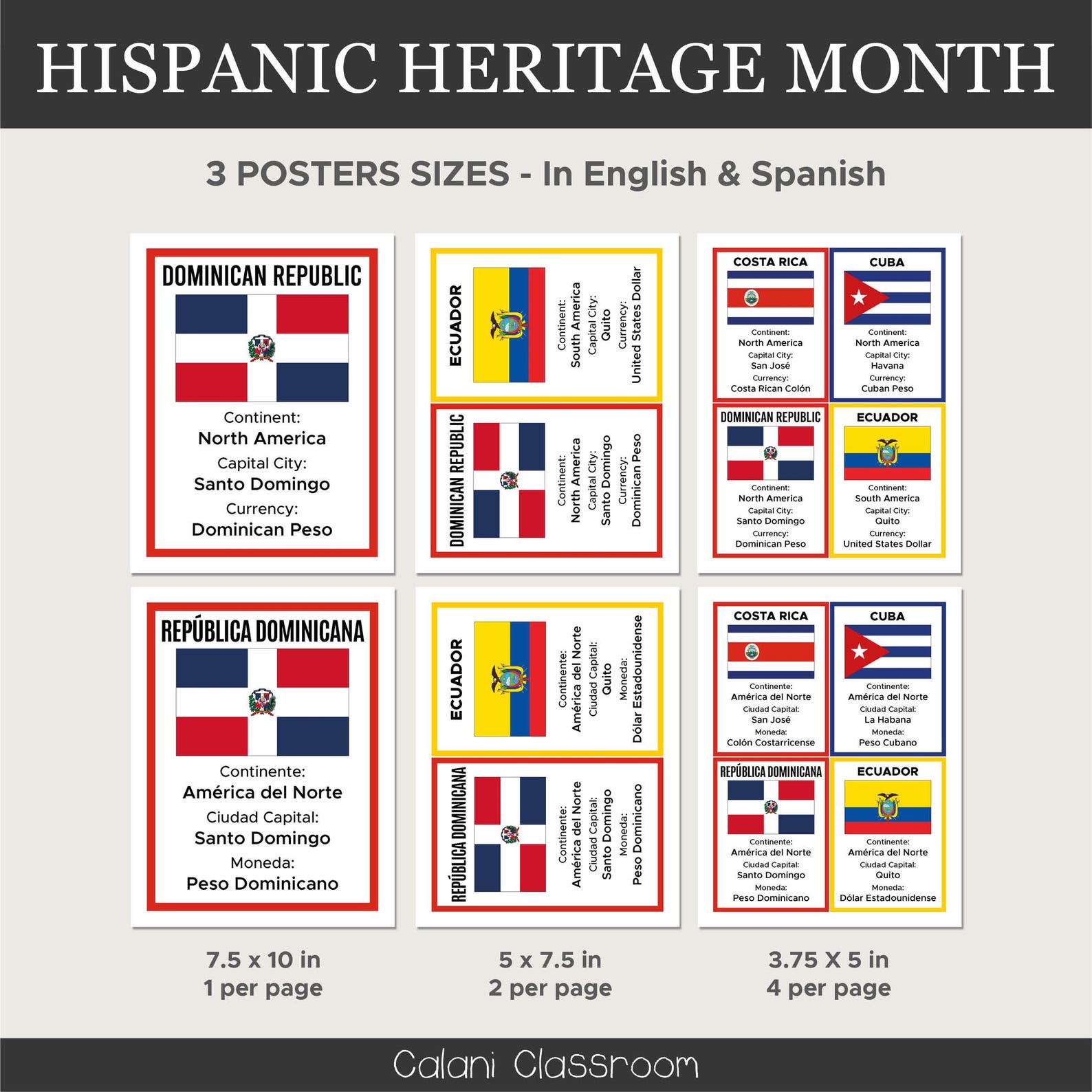 Hispanic Heritage Month Bulletin Board, Hispanic Country Poster Set ...