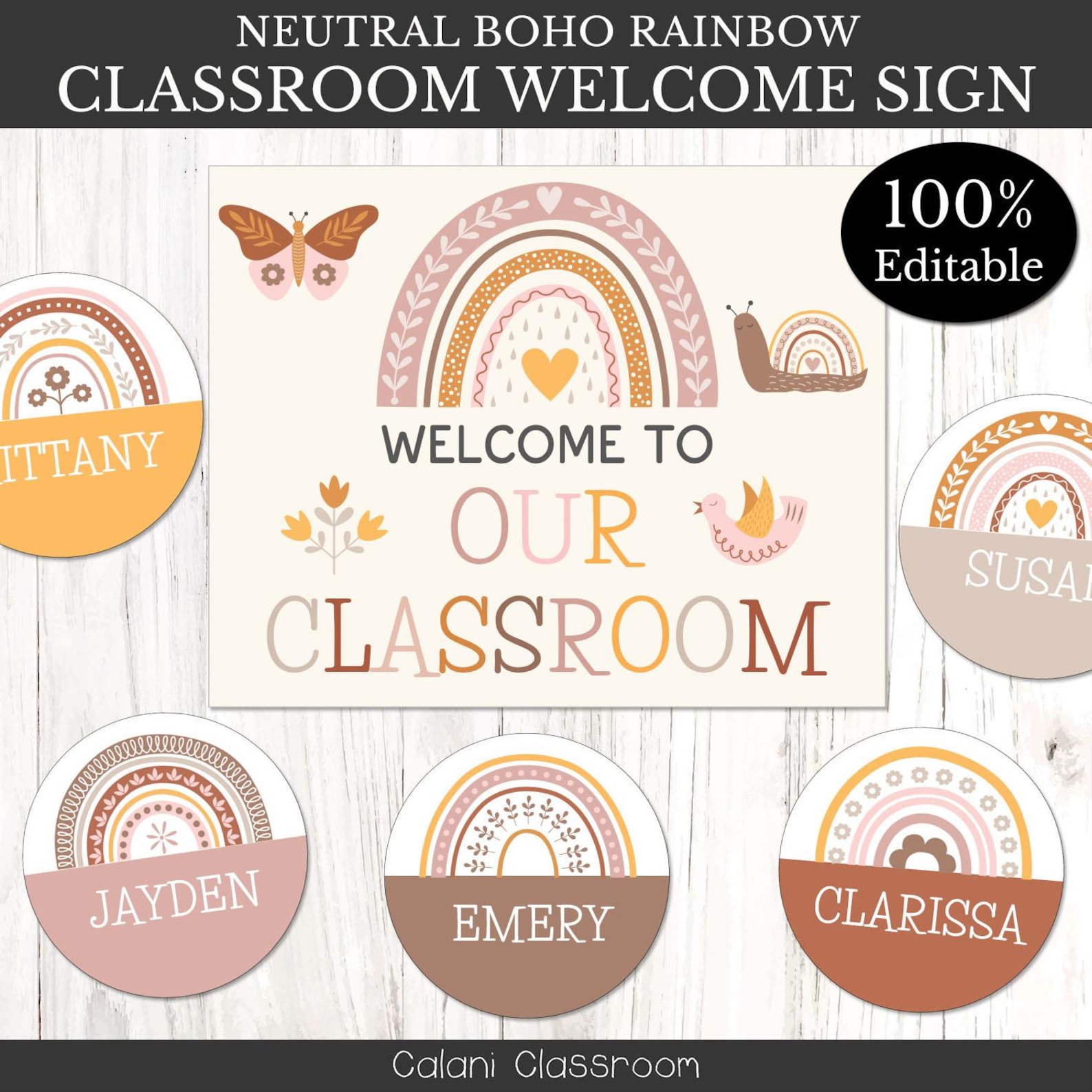 Classroom Welcome Sign, Boho Rainbow Classroom Door Sign, Welcome to ...