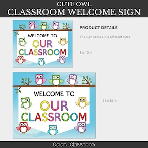 Classroom Welcome Sign, Cute Owl Classroom Door Sign, Welcome to Our ...