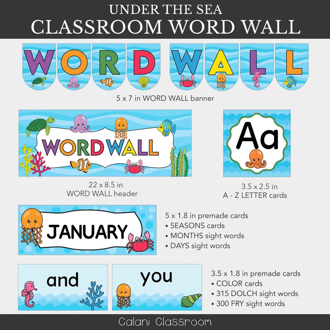 Word Wall Classroom Decor, Ocean Classroom Theme, Editable Reading Wall ...