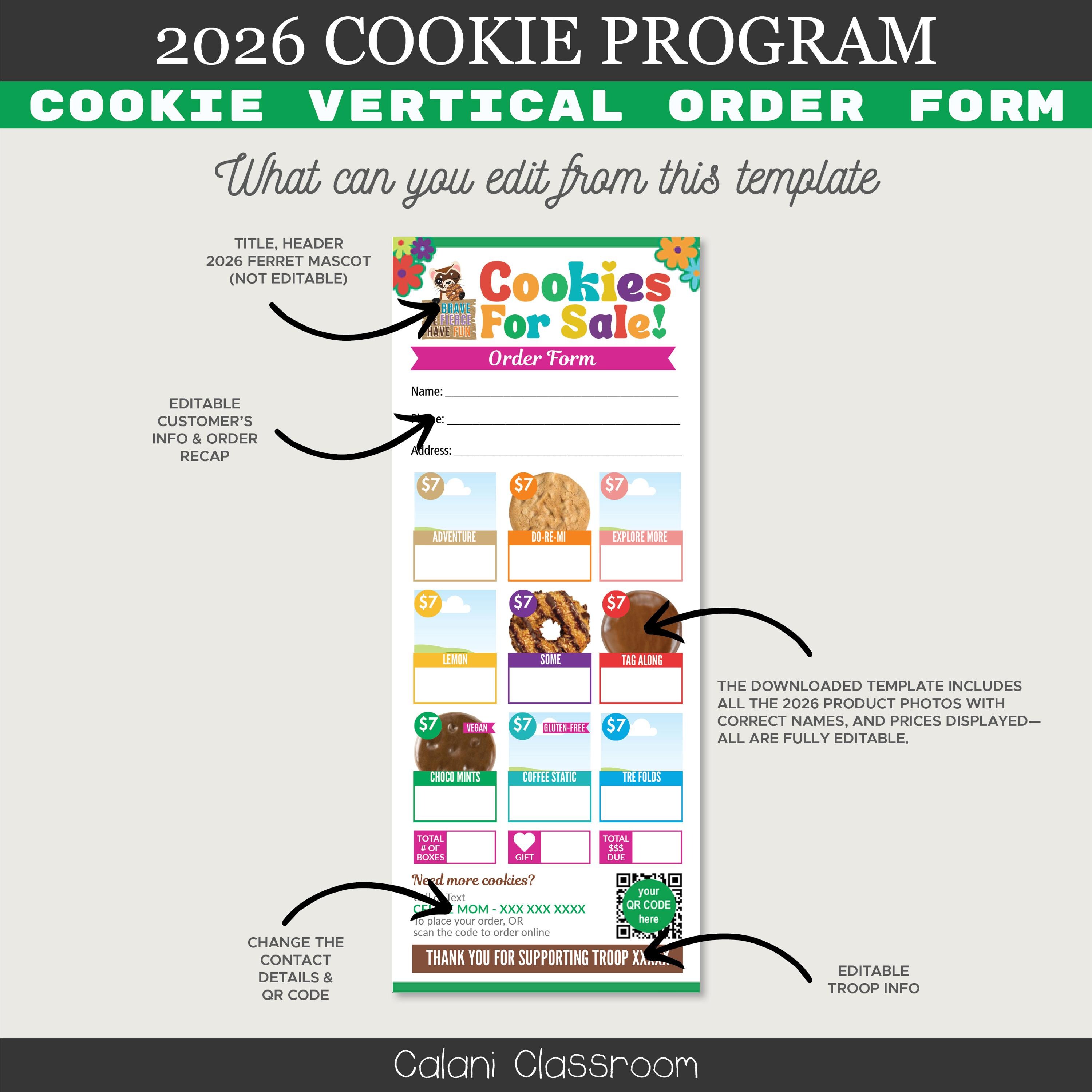 2026 Cookie Order Form, DIY Editable Cookie Marketing Kit for Scout ...