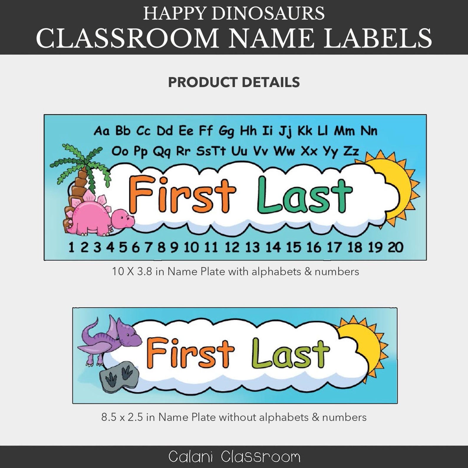 Classroom Name Plate Label, Dinosaurs Classroom Theme, Dino Name Label ...