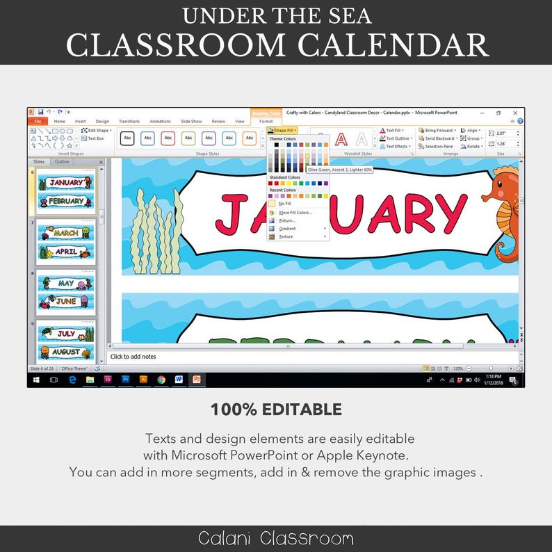 Calendar Classroom Decor, Ocean Classroom, Editable Classroom Wall ...