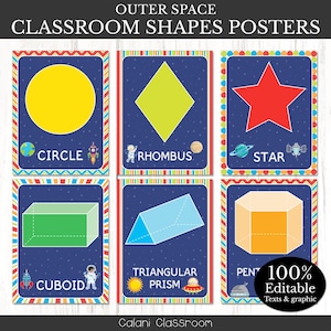 Shapes Poster Classroom Decoration, Space Classroom Theme, 2D & 3D ...