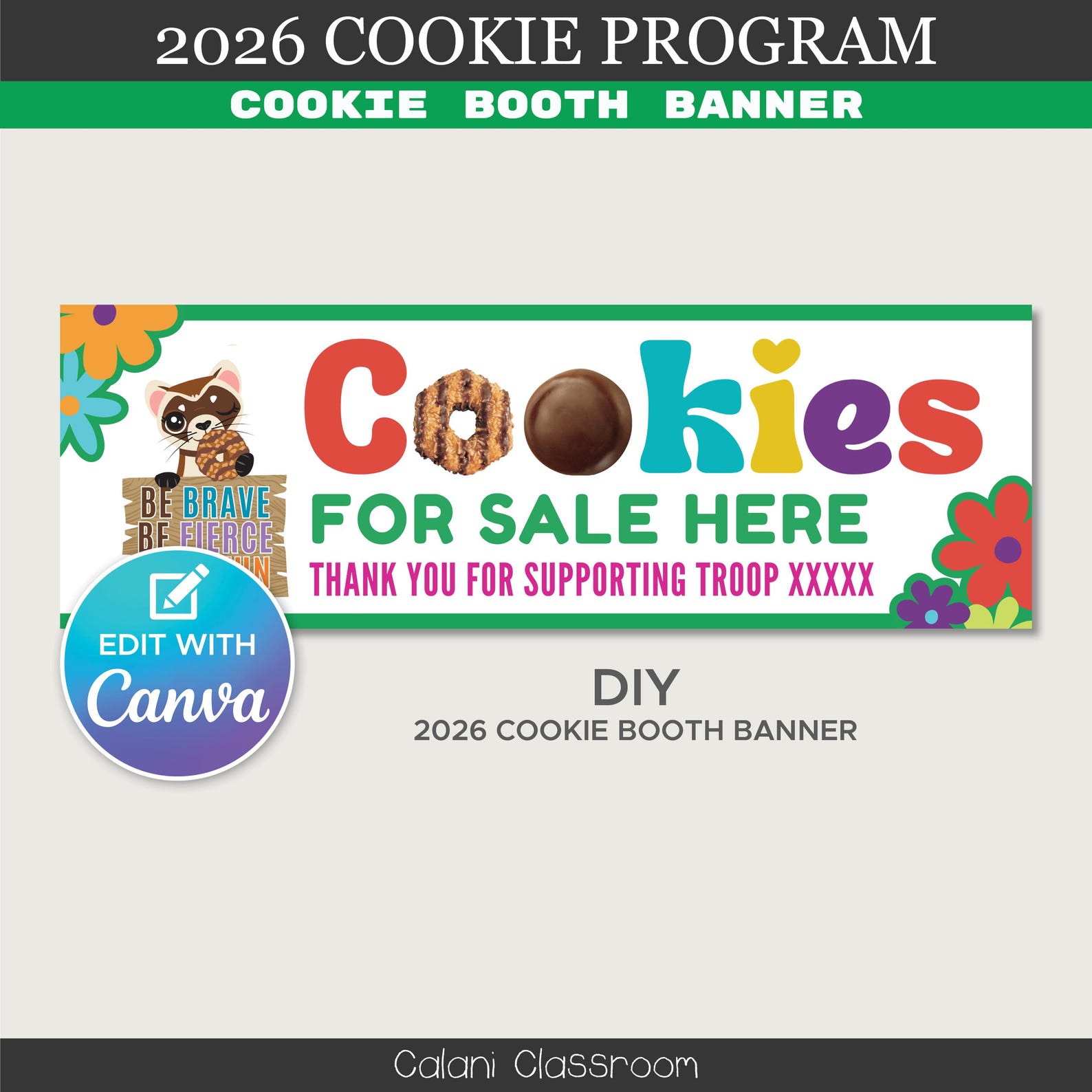 2026 Cookie Booth Big Banner, DIY Editable Cookie Booth Decor Kit for ...
