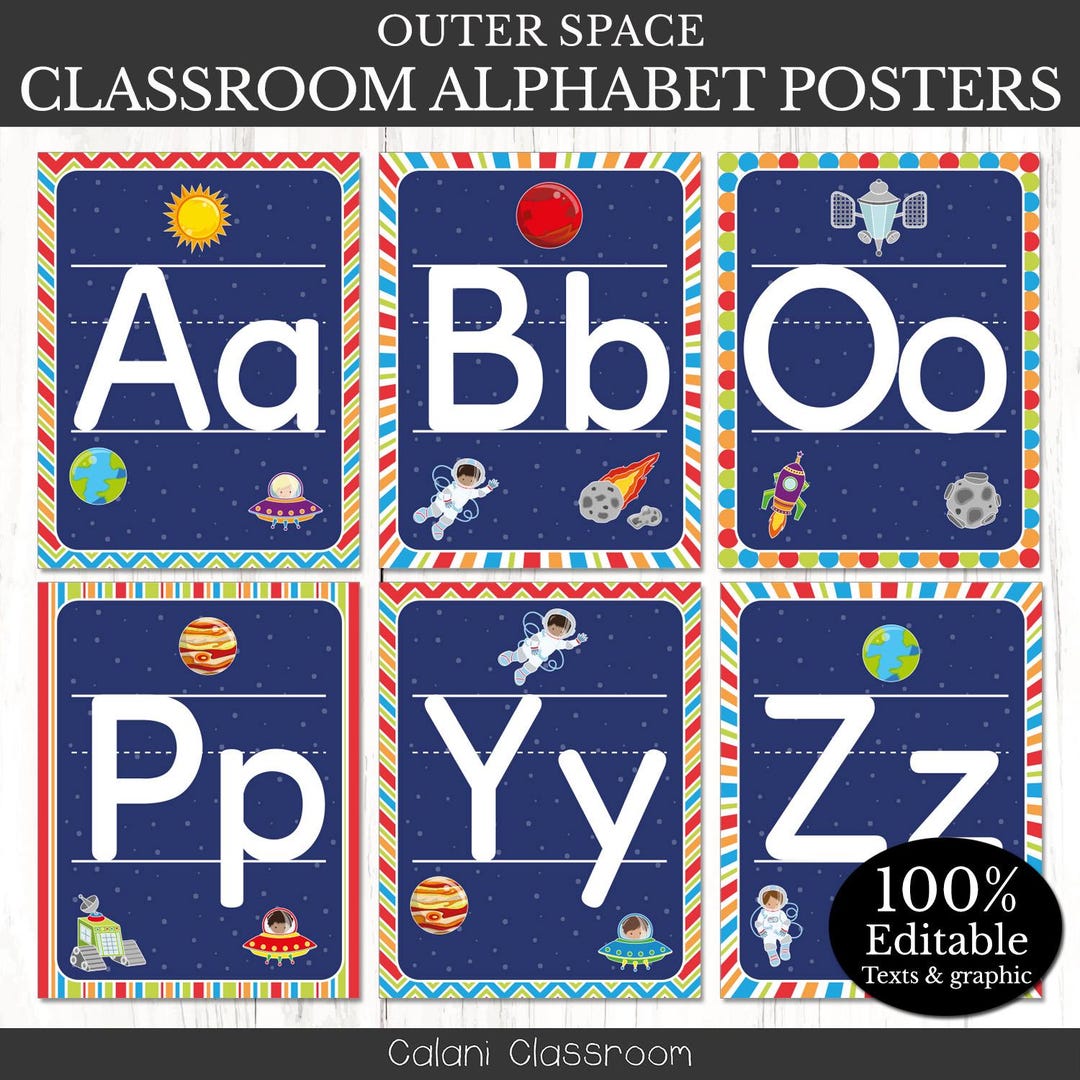 Alphabet Poster Classroom Decoration, Outer Space Classroom, ABC ...
