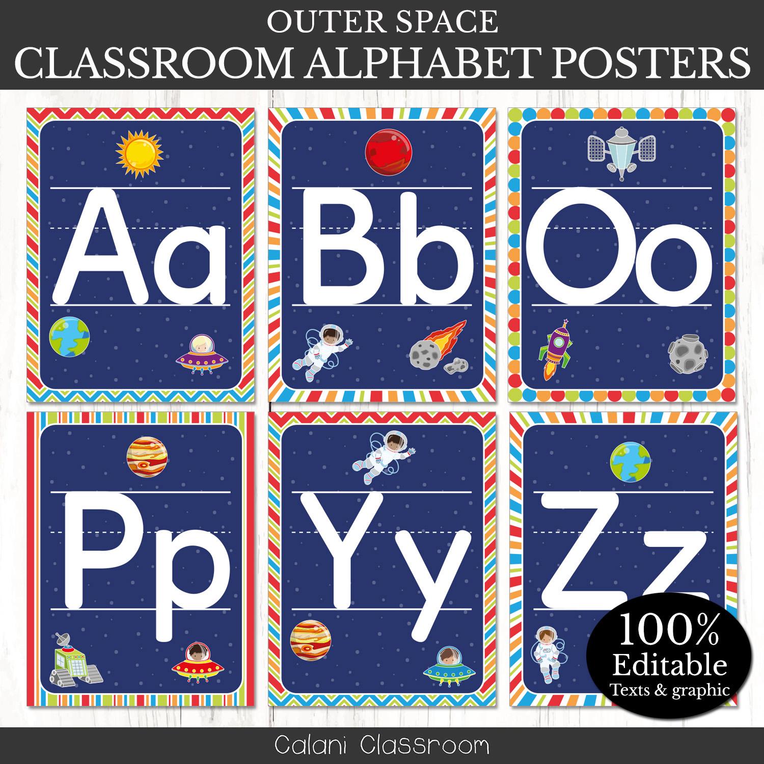 Alphabet Poster Classroom Decoration, Outer Space Classroom, ABC ...