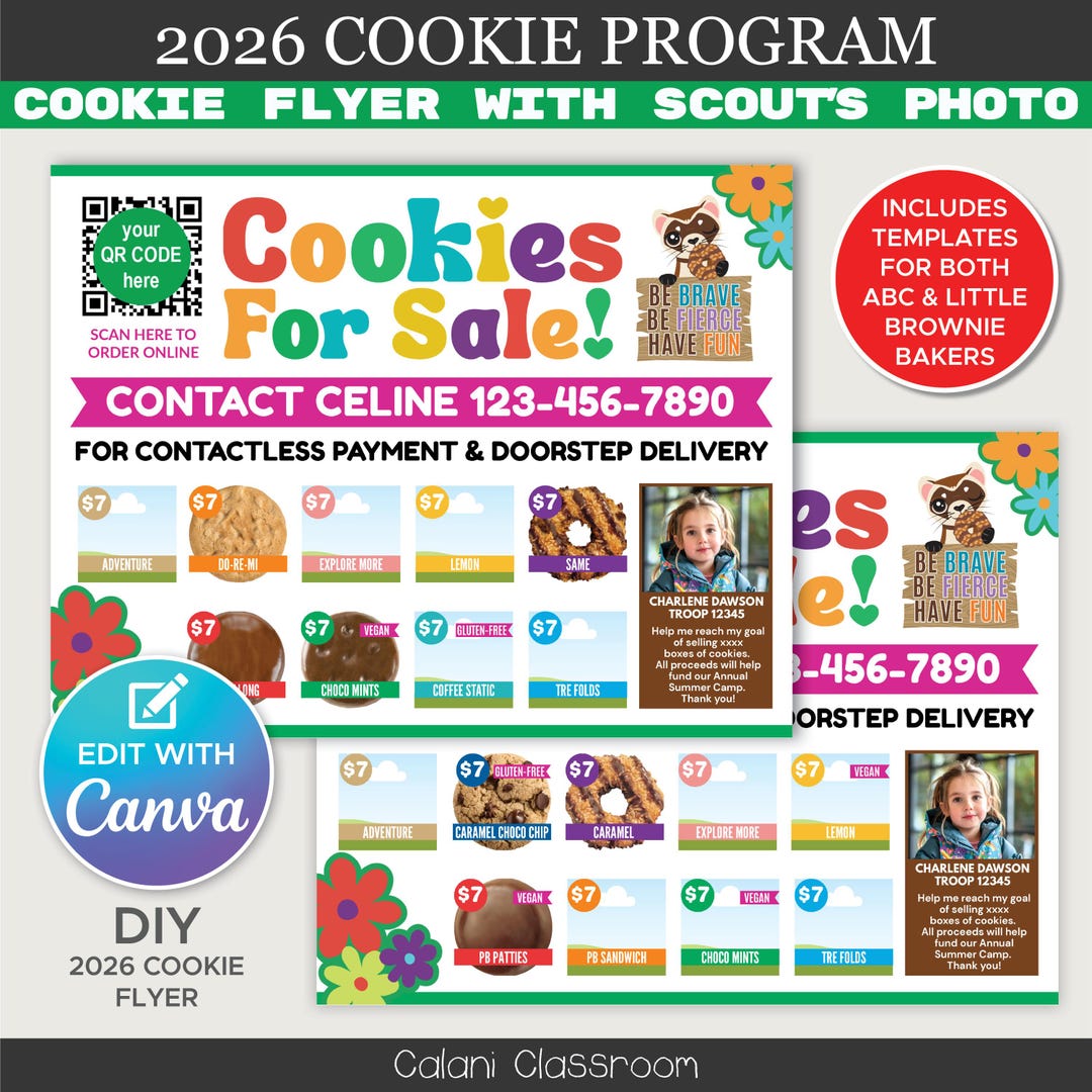 2026 Cookie Sales Flyer, DIY Editable Cookie Marketing Kit With Scout's ...