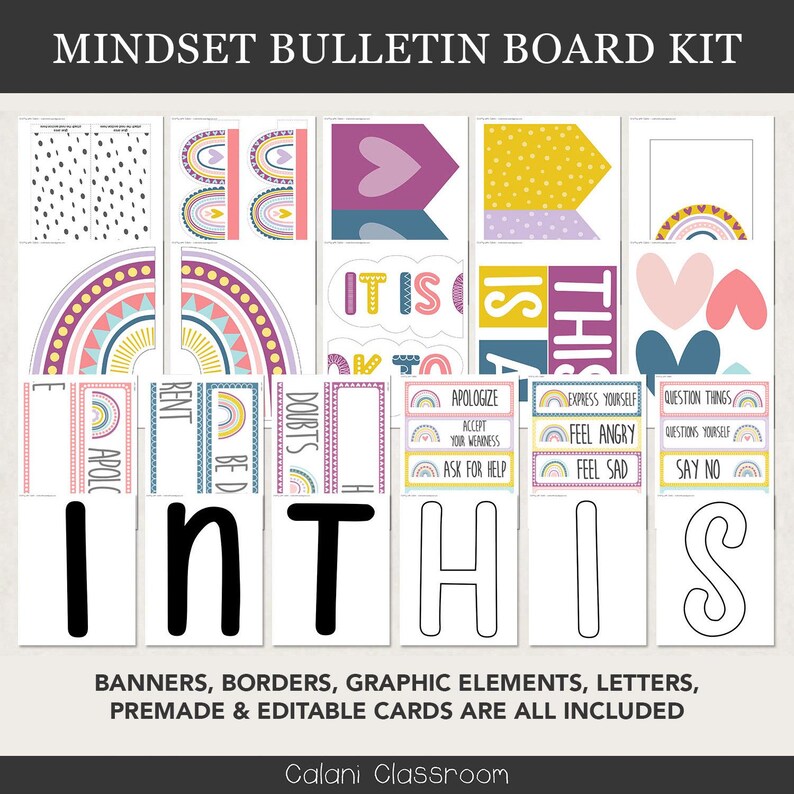 Mindset Bulletin Board Kit, Classroom Door Decor, Social Emotional ...
