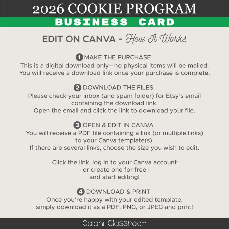 2026 Cookie Vendor Business Card, DIY Editable Cookie Marketing Kit for ...