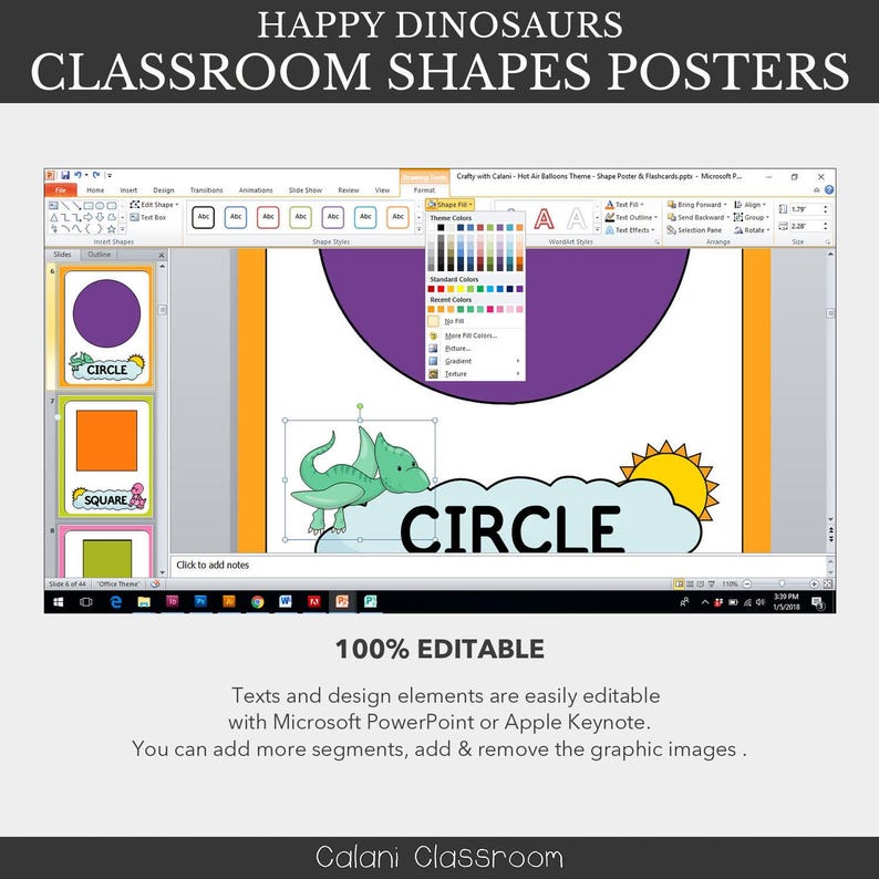 Shapes Poster Wall Display, Dinosaurs Classroom Theme, 2D & 3D Shape Poster, Editable Math ...