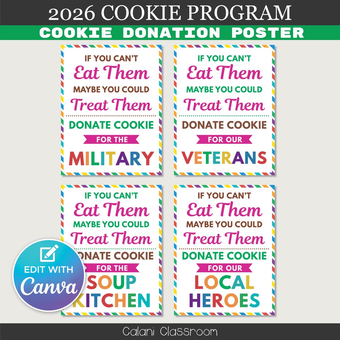 2026 Cookie Booth Donation Poster, DIY Editable Cookie Marketing Kit ...