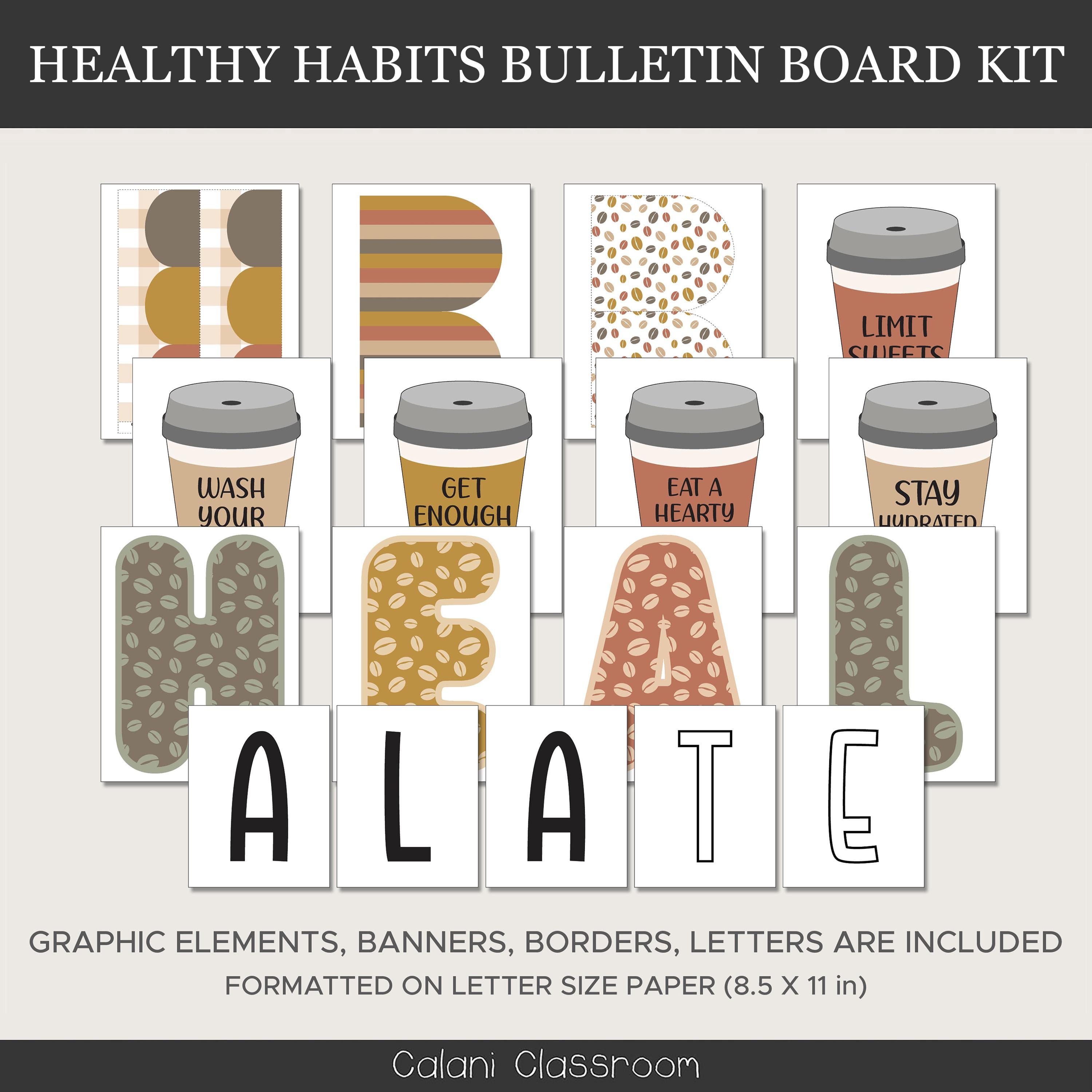 Healthy Habits Bulletin Board Kit, Healthy Habits School, Classroom ...