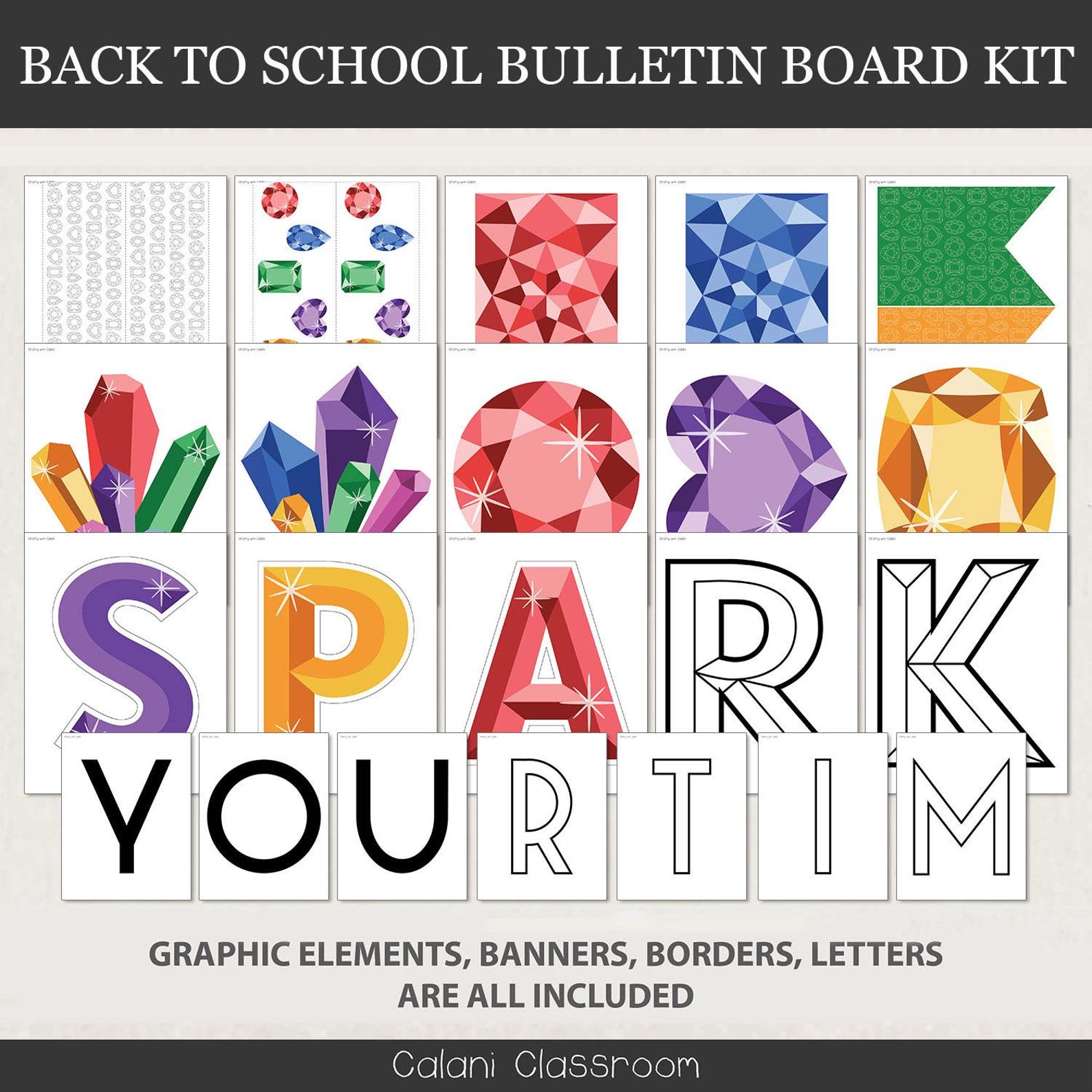 Gemstone Bulletin Board Kit, Gem Classroom Door Decor, Jewel Classroom ...