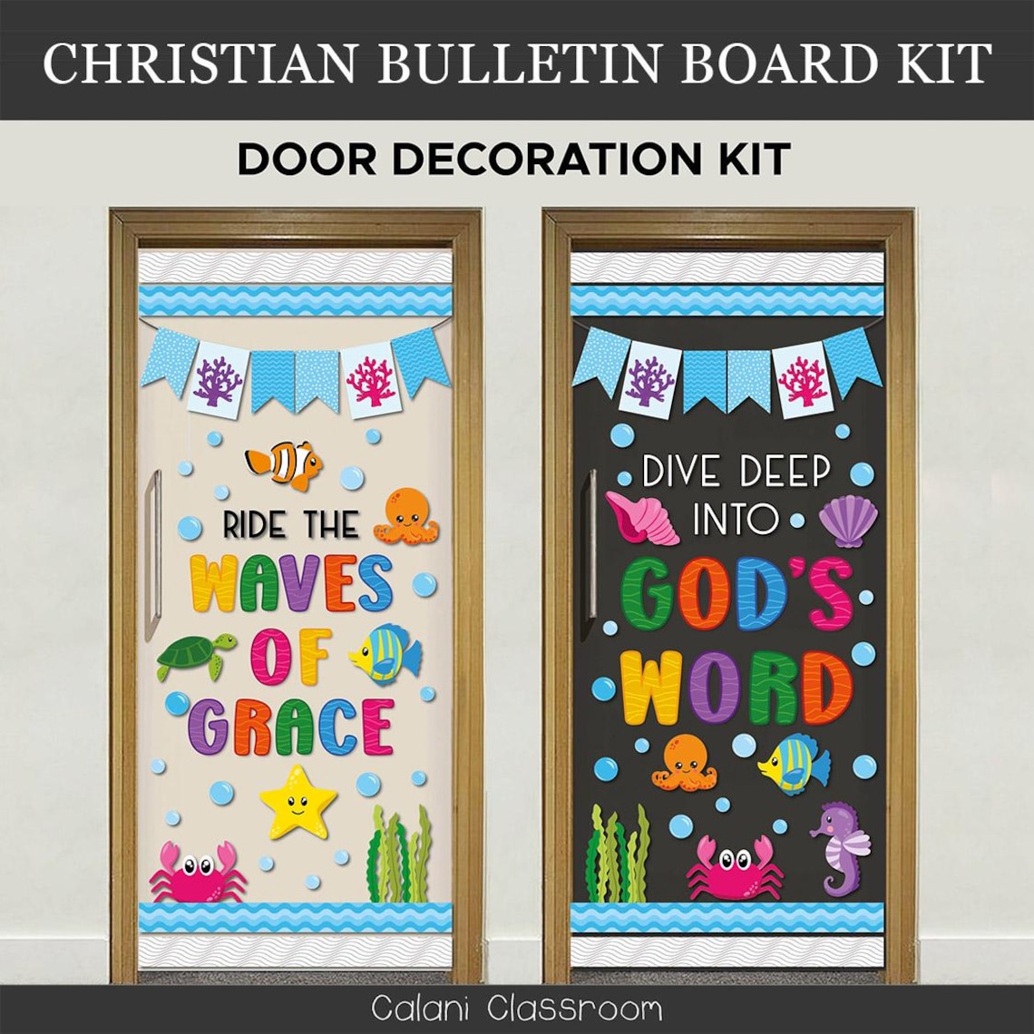 Christian Bulletin Board Kit, Ride the Wave of Grace Classroom Bulletin ...