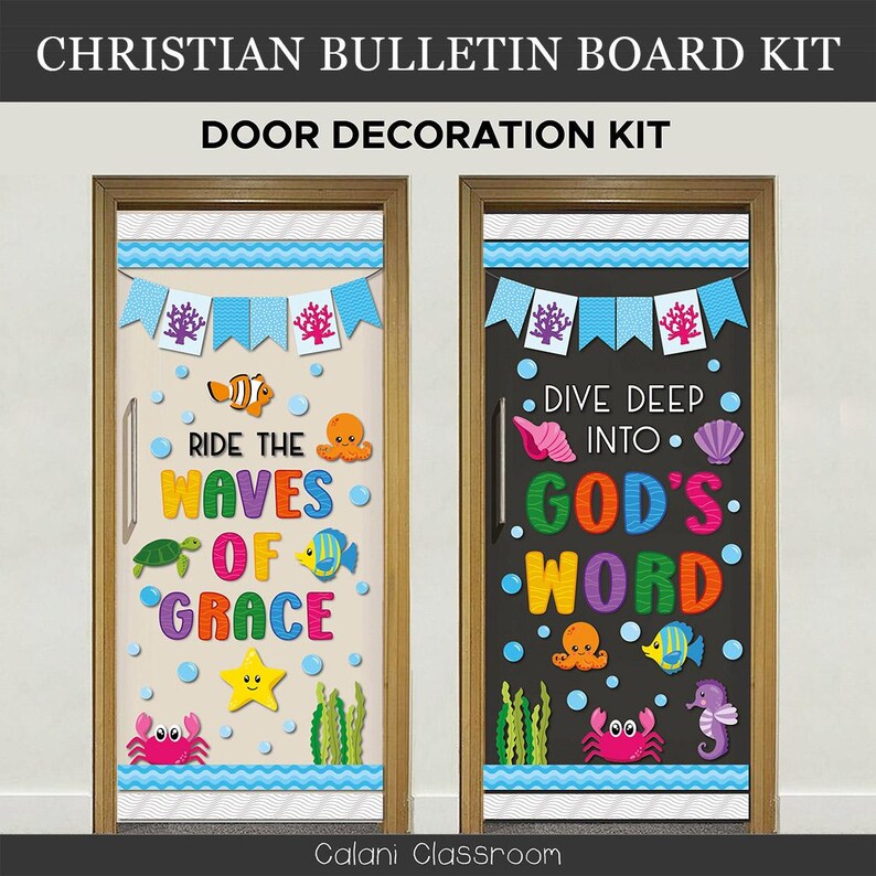 Christian Bulletin Board Kit, Ride the Wave of Grace Classroom Bulletin ...
