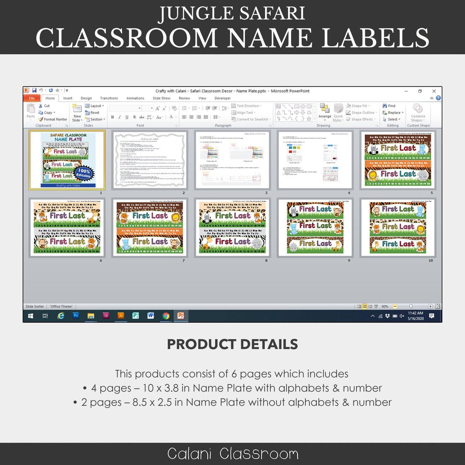 Classroom Name Plate Label, Jungle Safari Classroom, Jungle Name Label ...