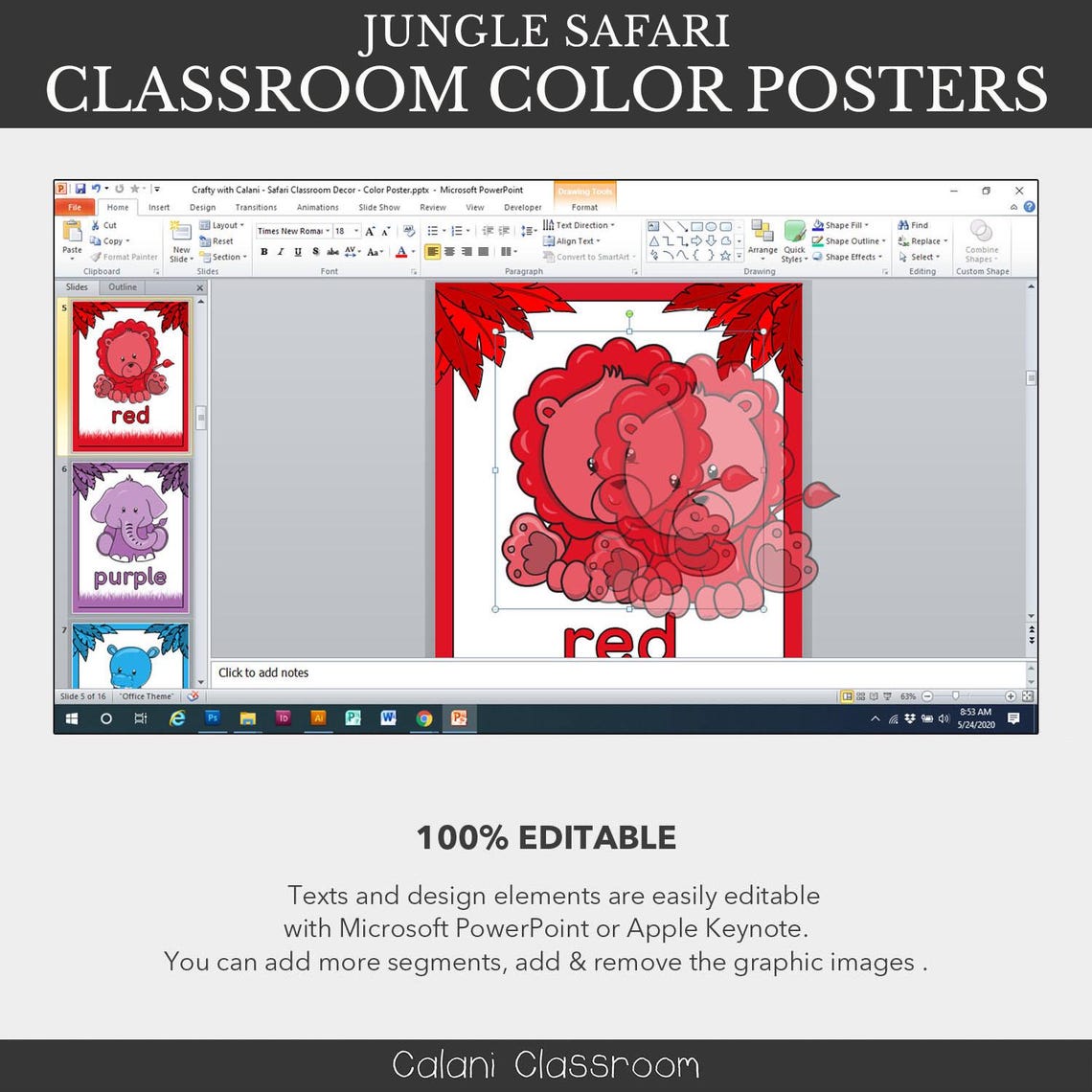 Color Poster Classroom Decoration, Safari Classroom Theme, Editable ...