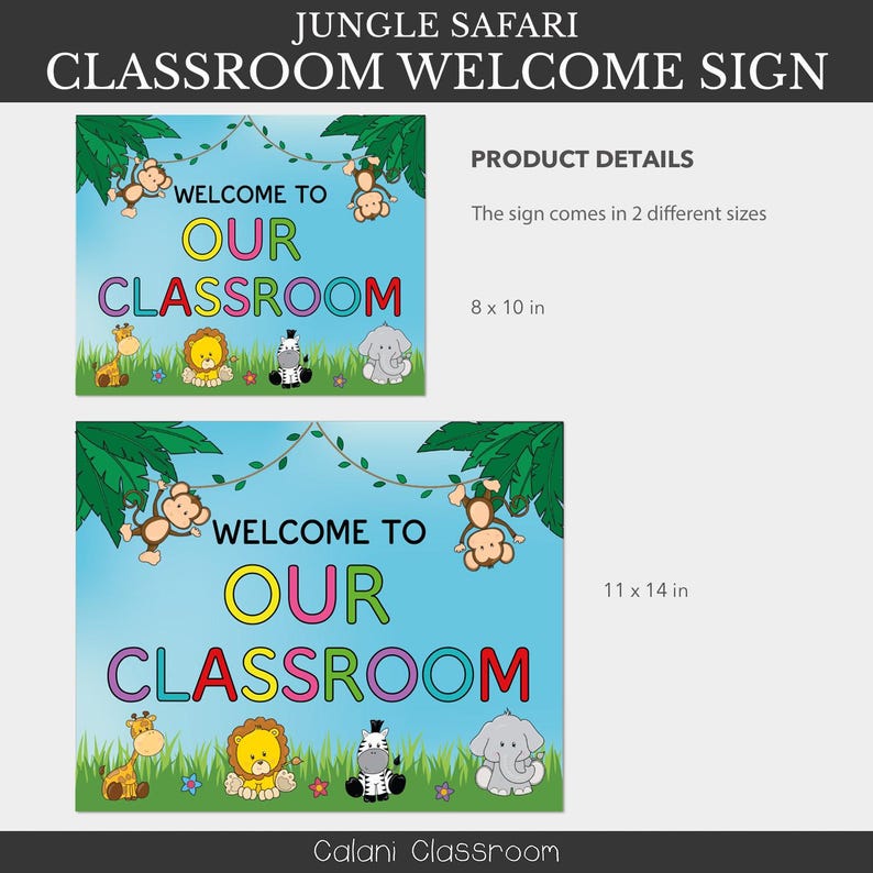 Classroom Welcome Sign, Jungle Safari Classroom Door Sign, Welcome to ...