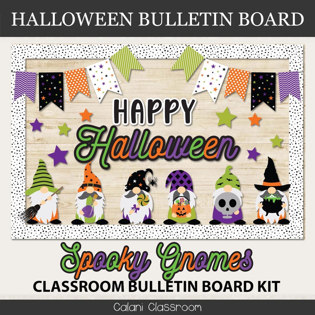 Halloween Gnomes Bulletin Board Kit: Spooky Classroom Decor (digital ...