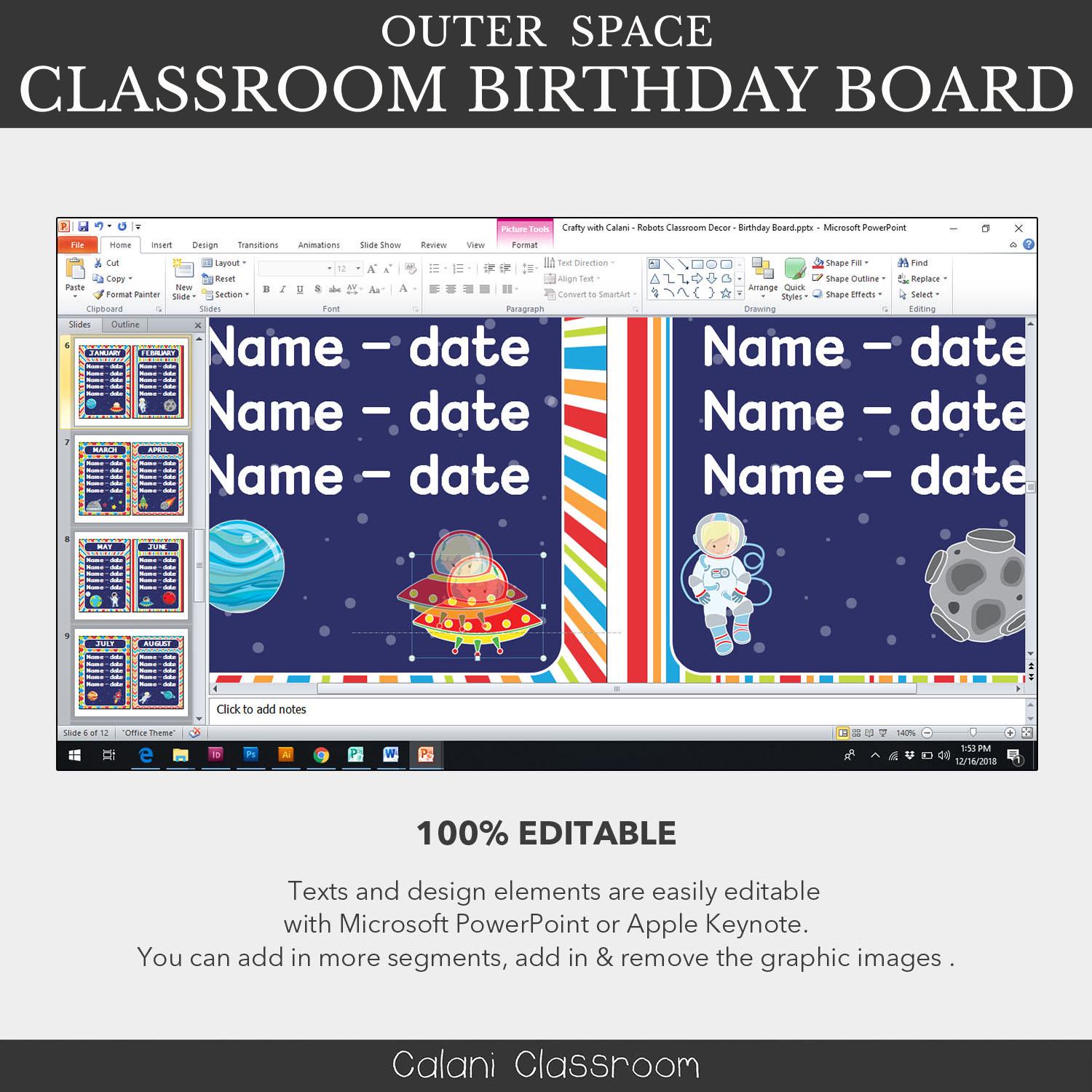 Classroom Birthday Board, Outer Space Classroom, Editable Classroom ...