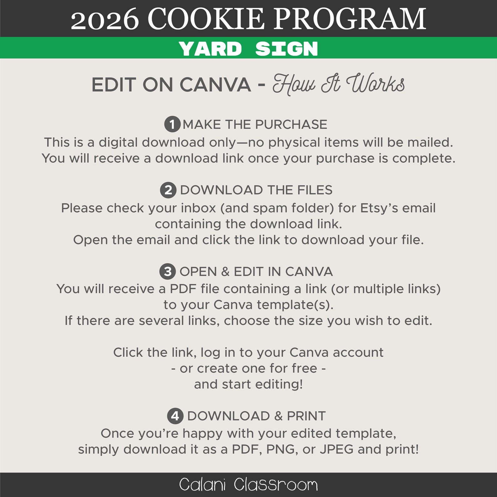 2026 Cookie Yard Sign With QR Code , DIY Editable Cookie Marketing Kit ...