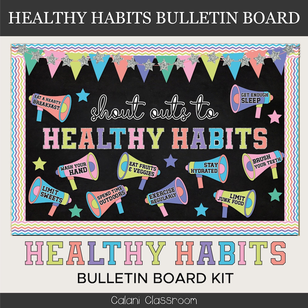 Healthy Habits Bulletin Board Kit, Nurse Office Decor in Varsity ...