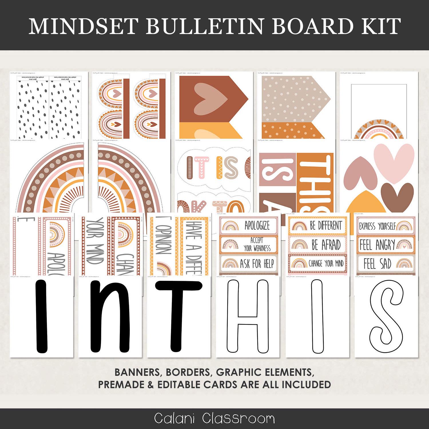 Mindset Bulletin Board Kit, Classroom Door Decor, Social Emotional ...