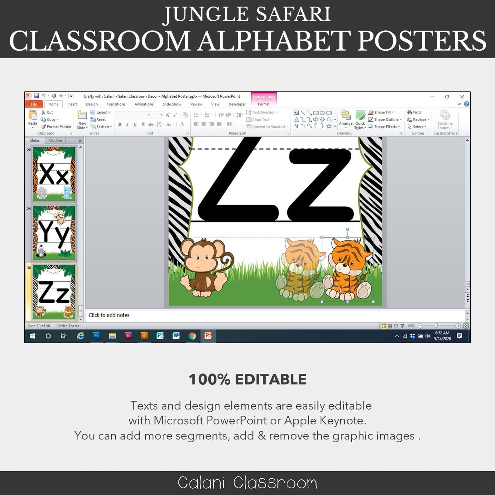 Alphabet Poster Classroom Decoration, Safari Classroom Theme, ABC ...