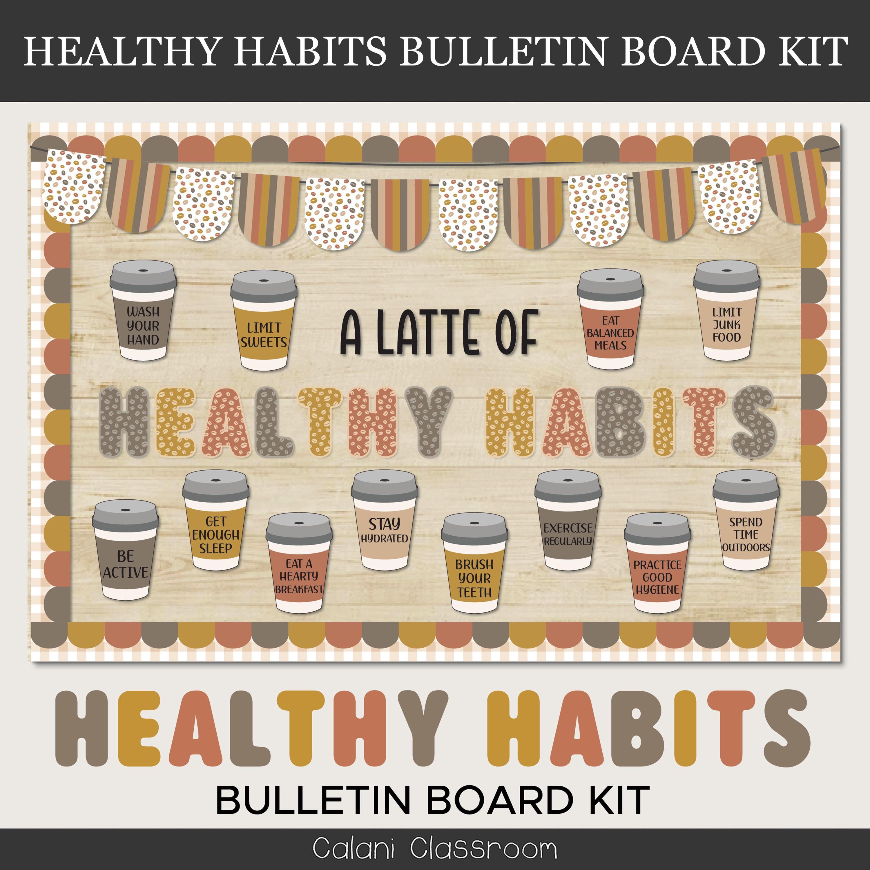 Healthy Habits Bulletin Board Kit, Healthy Habits School, Classroom ...