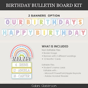 Birthday Board Classroom Decor, Rainbow Classroom Theme, Editable ...