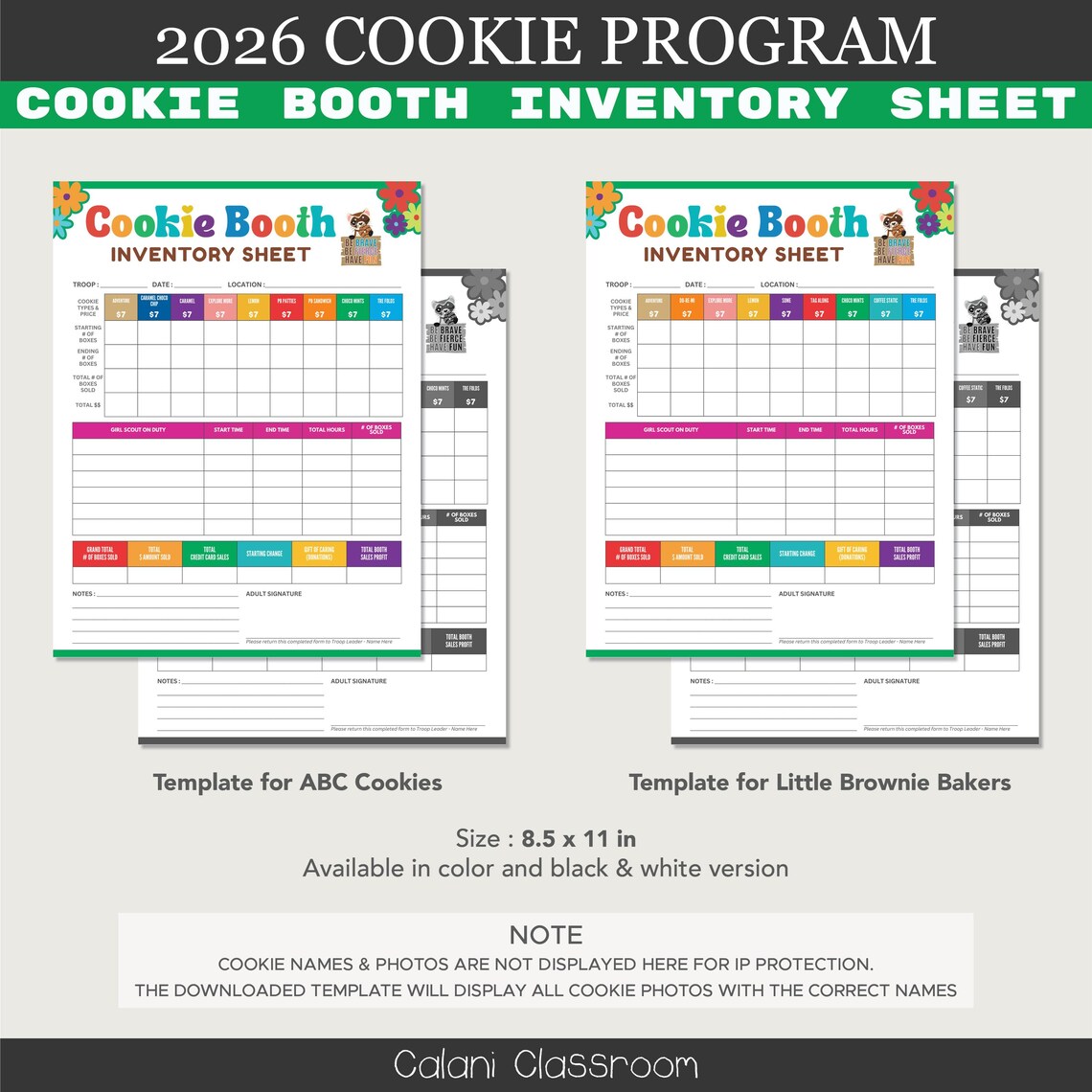 2026 Cookie Booth Inventory List, DIY Editable Cookie Marketing Kit for ...