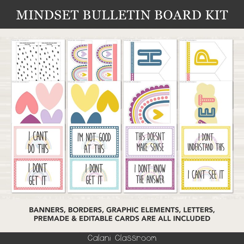 The Power of yet Bulletin Board Kit, Boho Rainbow Classroom Display ...