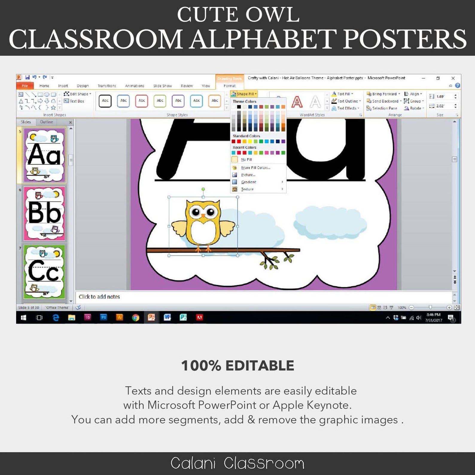 Alphabet Poster Classroom Decoration, Owl Classroom Theme, Editable ABC ...