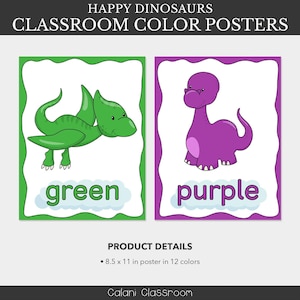 Color Poster Classroom Decor, Dinosaurs Classroom Theme, Editable Color ...