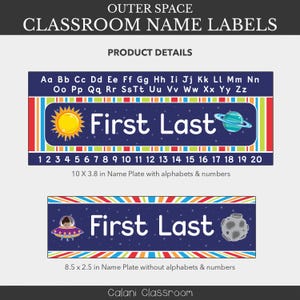 Classroom Name Plate Label, Outer Space Classroom Theme, Space Name ...