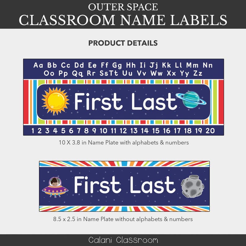 Classroom Name Plate Label, Outer Space Classroom Theme, Space Name ...