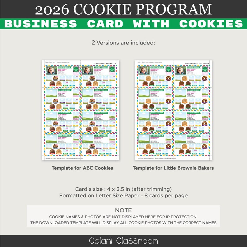 2026 Cookie Business Card, DIY Editable Cookie Marketing Kit for Scout ...