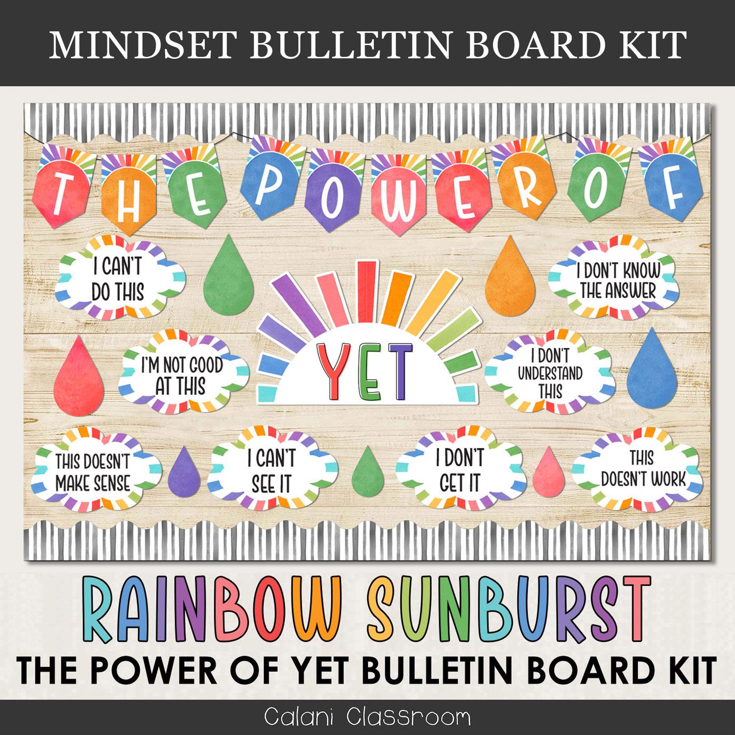 The Power of yet Bulletin Board Kit, Rainbow Classroom Display ...