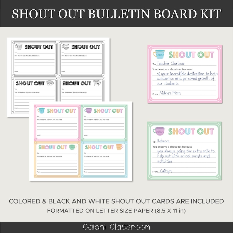 Staff Shout Out Bulletin Board Kit in Calming Tea-riffic Theme (digital ...
