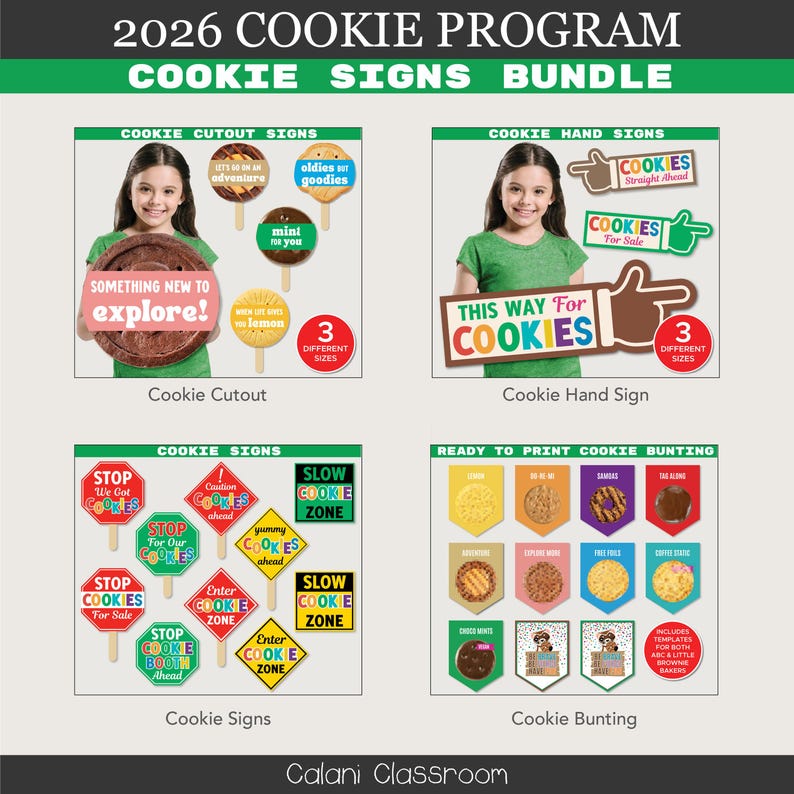 2026 Cookie Booth Signs Bundle, DIY Editable Cookie Marketing Kit for ...
