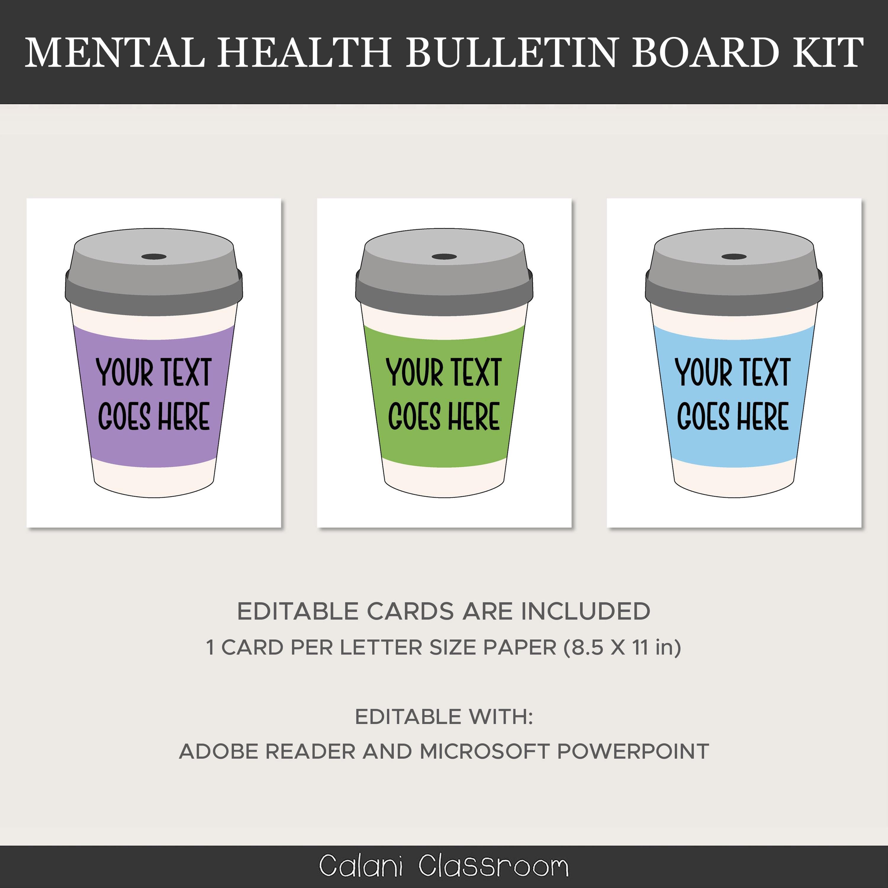 Mental Health Bulletin Board Kit, Mental Wellness Habits, Classroom ...