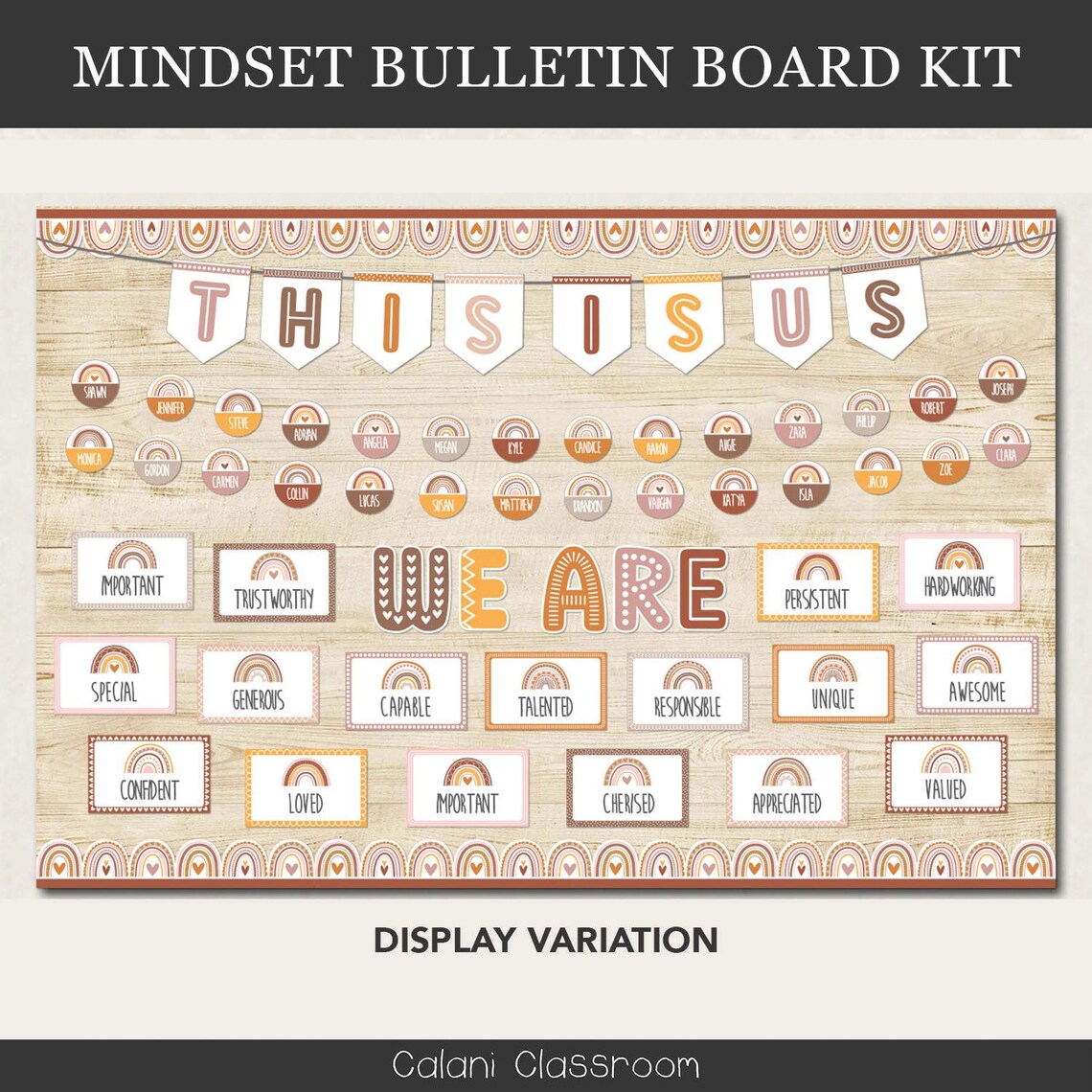 Positive Affirmation Bulletin Board, Classroom Door Decor, Neutral Boho ...