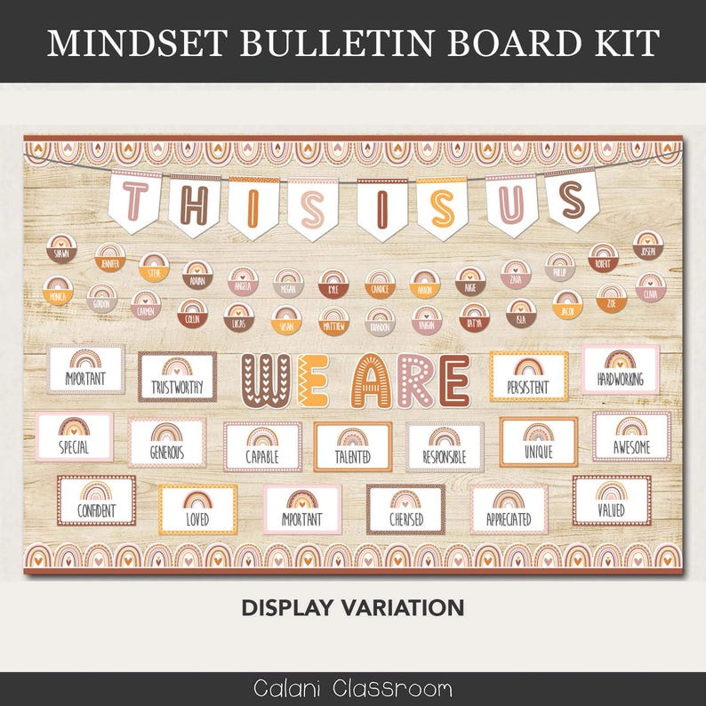 Positive Affirmation Bulletin Board, Classroom Door Decor, Neutral Boho ...