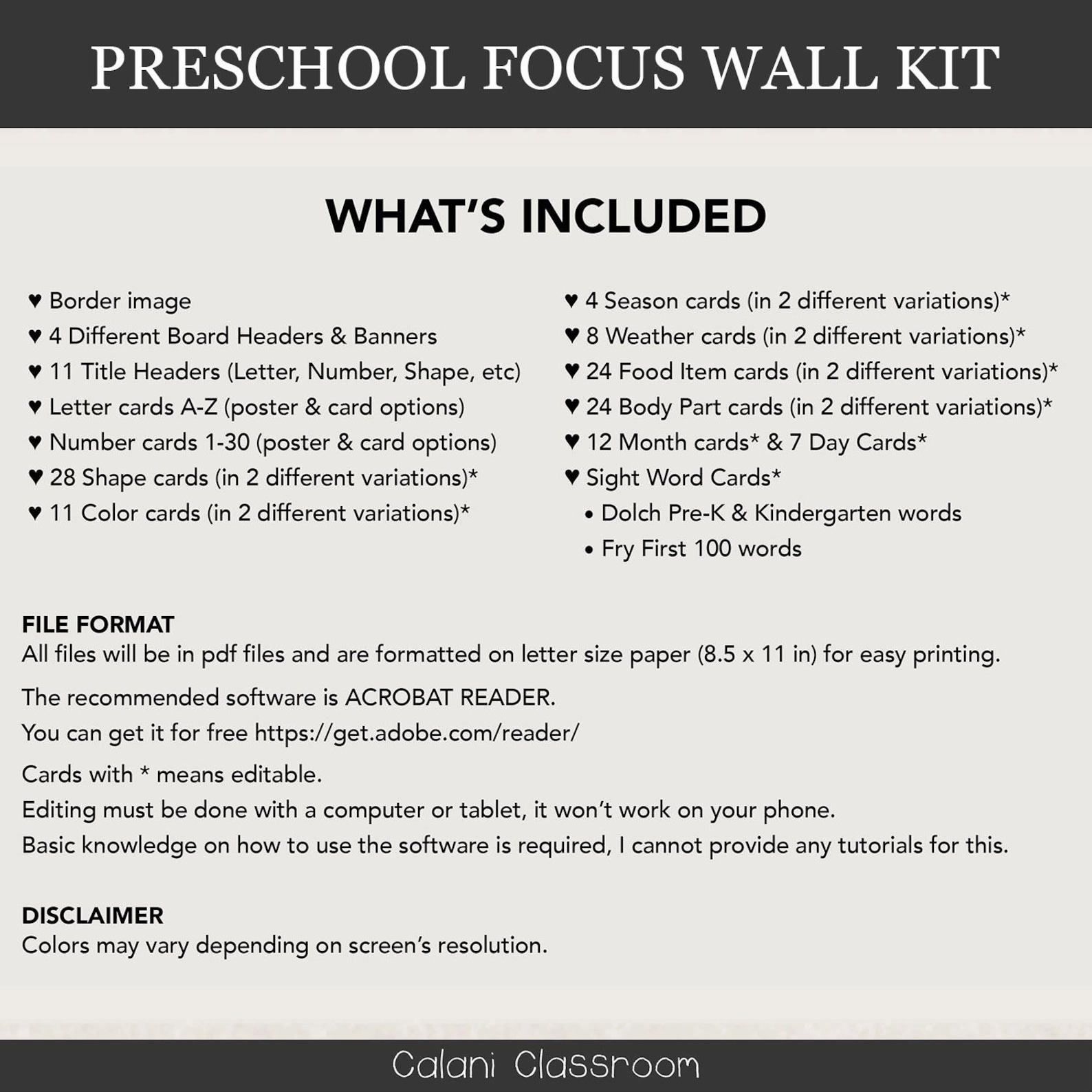 Preschool Focus Wall Template, Preschool Learning Wall, Classroom ...