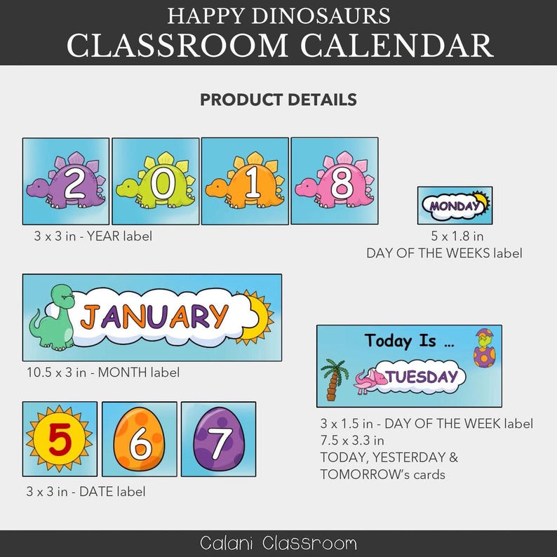 Calendar Classroom Decoration, Dinosaurs Classroom, Editable Classroom ...