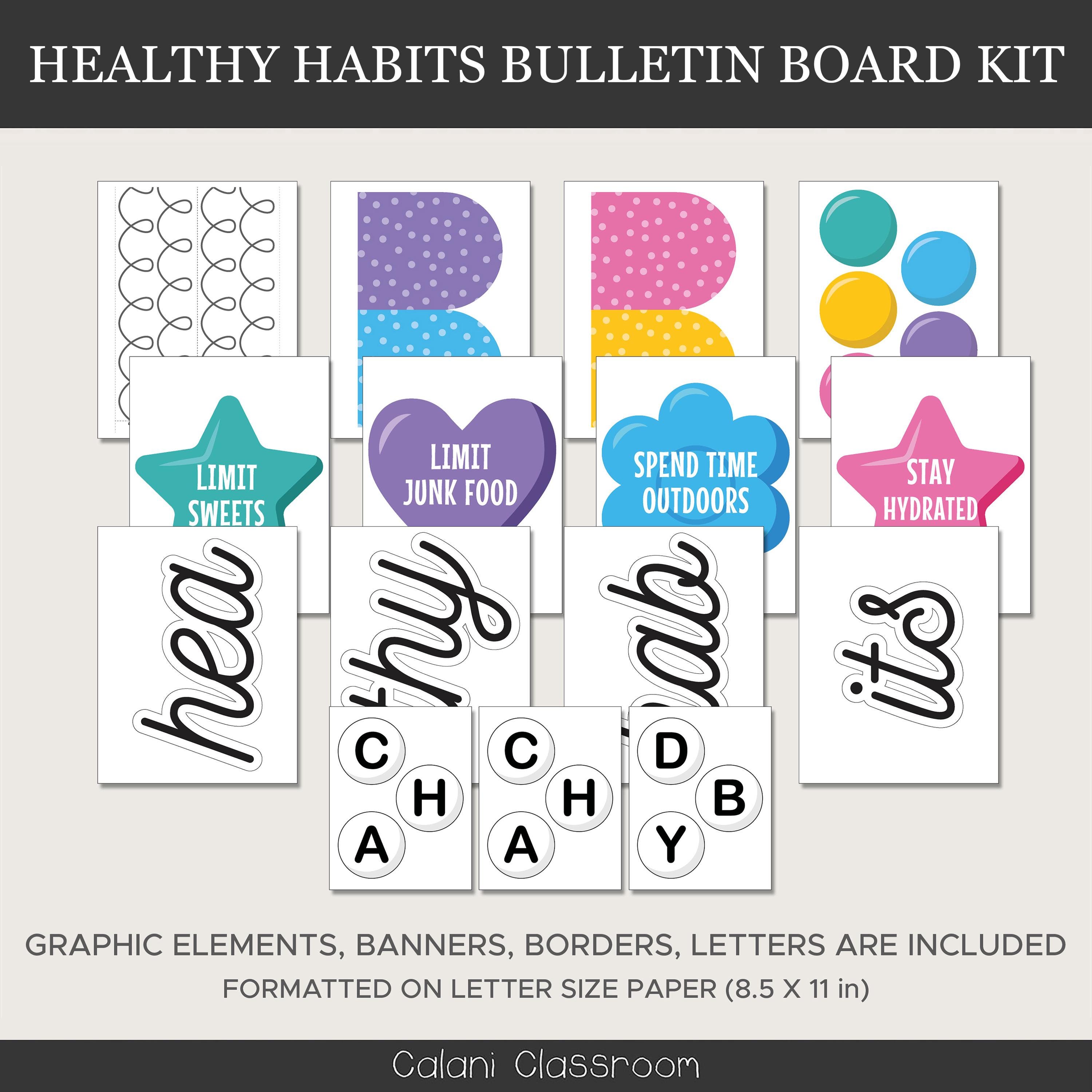 Healthy Habits Bulletin Board Kit, Healthy Habits School, Classroom ...