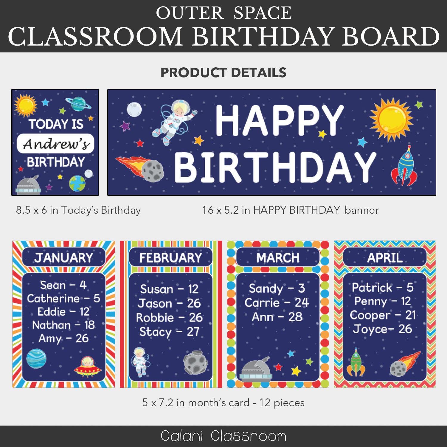 Classroom Birthday Board, Outer Space Classroom, Editable Classroom ...